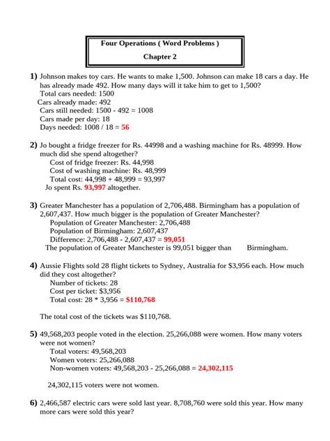 Chapter 2 Word Problems Pdf Bus Transport