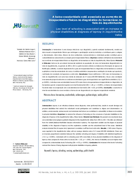 Pdf A Baixa Escolaridade Está Associada Ao Aumento De Incapacidades