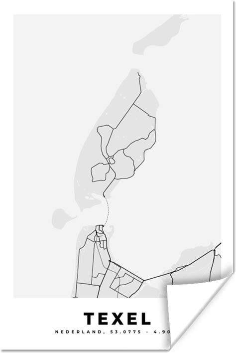 Poster Kaart Texel Eiland Stadskaart Plattegrond X Cm Bol