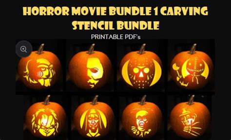 Horror Movie Pumpkin Stencil Bundle Etsy Uk