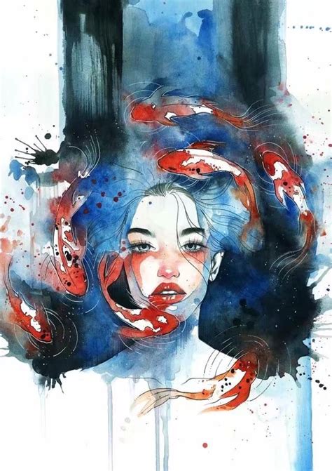 水彩美女插畫 每日頭條