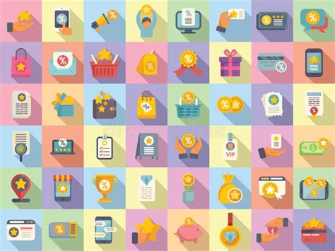 Customer Loyalty Program Icons Set Flat Vector Reward Member Stock