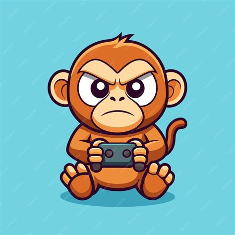 Cute Angry Gaming Monkey Cartoon Or Mascot Logo Illustration Premium