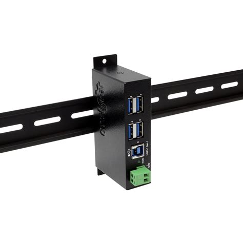 USB 3 1 4 Port Metal Hub W DIN Rail Clip ESD Surge Protection Coolgear