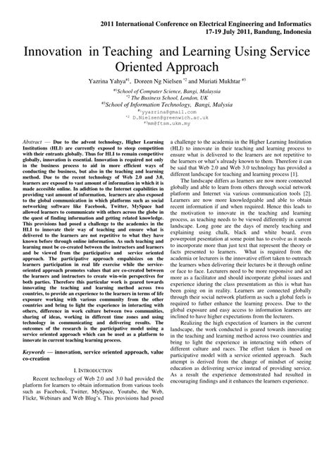 Pdf Innovation In Teaching And Learning Using Service Oriented Approach