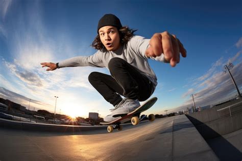 Skater Ejecutando Un Ollie Perfecto Foto Premium