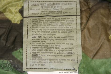 Us Army Woodland Camo Wet Weather Poncho Liner Us Army Military Shop