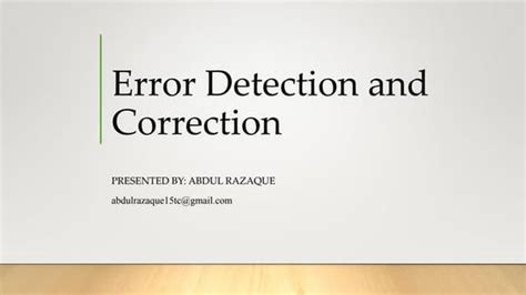 Error Detection And Correction Ppt