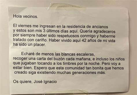 La Conmovedora Carta Que Un Abuelo Escribió A Sus Vecinos Antes De