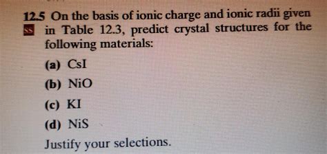 Solved On The Basis Of Ionic Charge And Ionic Radii Chegg