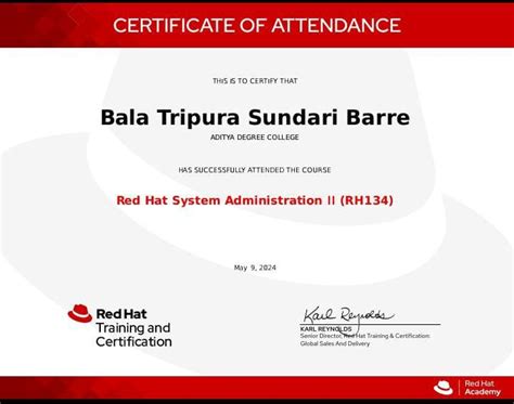 Bala Tripura Sundari Barre On Linkedin Successfully Completed Red Hat