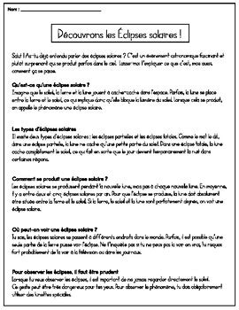 Lecture Les Éclipses solaires by La classe de Catherine TPT