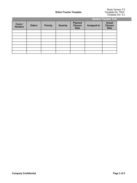 Defect Tracker Template Pdf