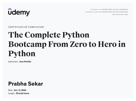 Prabha Sekar On Linkedin Udemy Course Completion Certificate