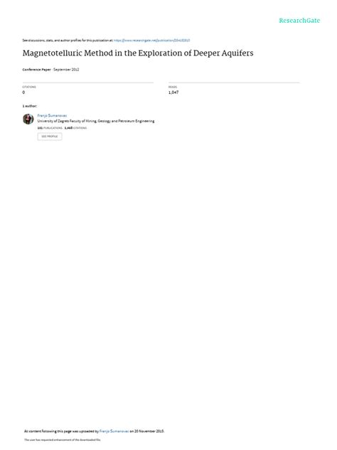 Magnetotelluric Method In The Exploration Of Deeper Aquifers Pdf