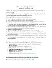 Group Research Project Guidelines International Trade Analysis