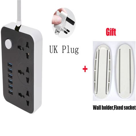 2 Round Pin Eu Rus Uk Plug Power Strip Switch 2m C Grandado