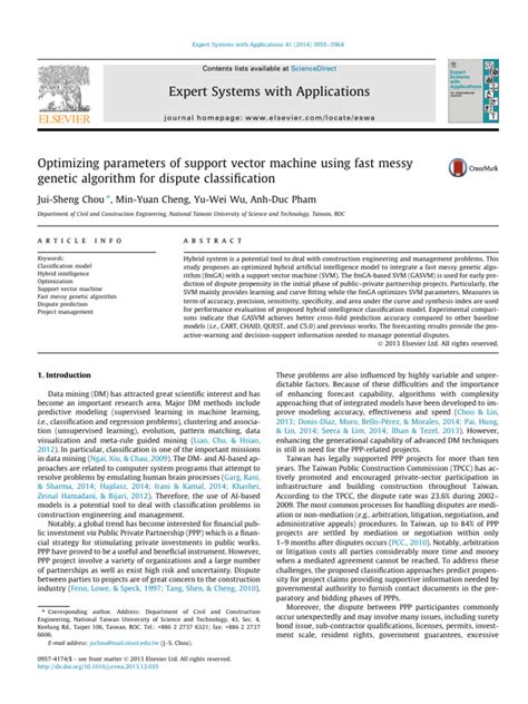 04 2014 Optimizing Parameters Of Svm Using Fast Messy Genetic