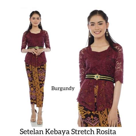 Bollshop Baju Kebaya Brokat Setelan Kebaya Bali Stretch Rosita Dan Rok