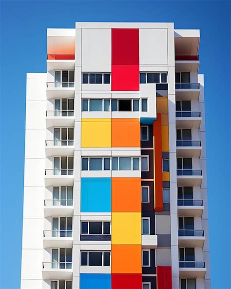 Premium Ai Image A High Rise Building With Multi Colored Walls
