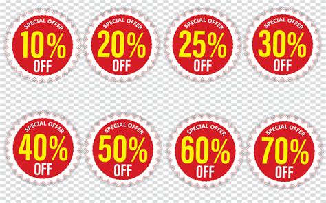 Discount Stickers Set For Shop Retail Promotion 10 20 25 30 40