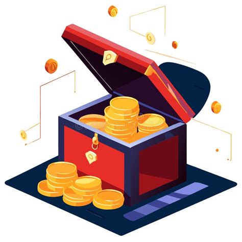 Open Treasure Chest With Gold Coins Treasure Concept Stock Vector