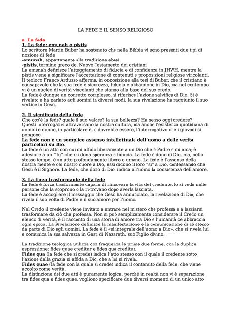 LA FEDE E IL Senso Religioso LA FEDE E IL SENSO RELIGIOSO A La Fede