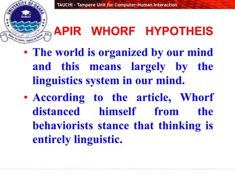 Sapir Whorf Hypothesis Ppt