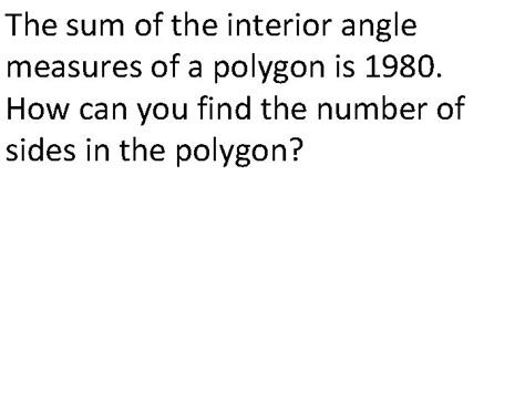 6 1 The Polygon AngleSum Theorems Polygon AngleSum