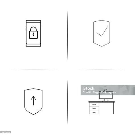 인터넷 보안 간단한 선형 아이콘 설정합니다 개요 벡터 아이콘 0명에 대한 스톡 벡터 아트 및 기타 이미지 0명 디자인 방패 Istock