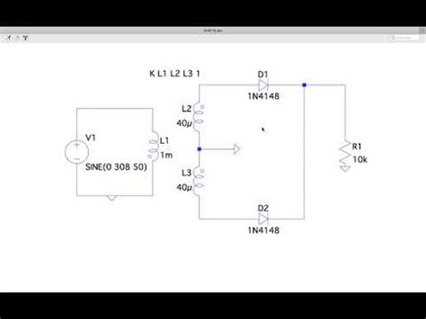 Centre Tap Full Wave Rectifier Ltspice Tutorial Youtube