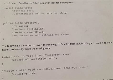Solved 4 15 Points Consider The Following Partial Code