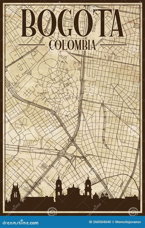 Hand Drawn Downtown Streets Network Printout Map Of BOGOTA COLOMBIA