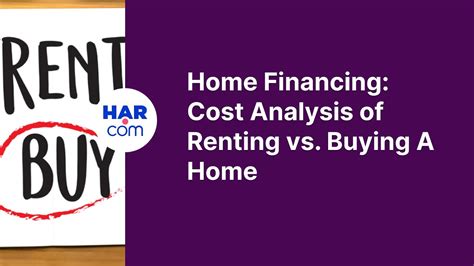 Home Financing Cost Analysis Of Renting Vs Buying A Home Youtube