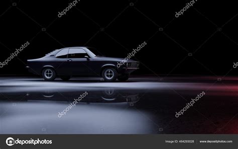 German Muscle Car Black Background Render Illustration Stock Photo