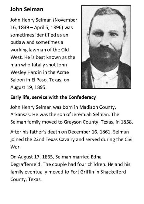 John Selman Handout By Stevens Social Studies Tpt