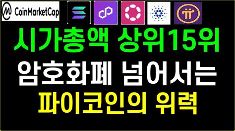 파이코인 시가총액 상위15위 암호화폐도 뛰어넘습니다 파이네트워크 Pi Network Youtube