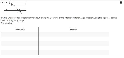 28 M 1 2 3 4 N 5 6 7 8 On The Chapter 3 Test Supplement Handout Prove