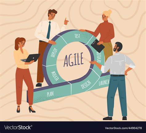 Scrum Development Process Cycle Diagram Concept Vector Image