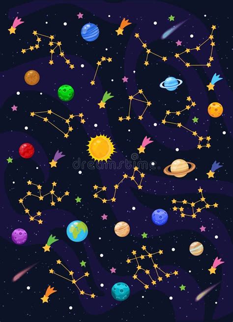 行星，恒星，星座，彗星 向量例证 插画 包括有 星座 波斯菊 例证 字符 木星 自然 查出 159222217