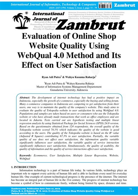 Pdf Evaluation Of Online Shop Website Quality Using Webqual 40