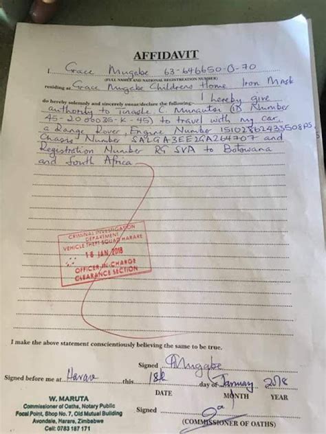 Botswana Police Service Affidavit Form AffidavitForm Net