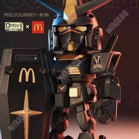 Qmsv Mini Gundam CO BRAND McDonalds Black Gold RX 78 2 Gundam Ver Angus