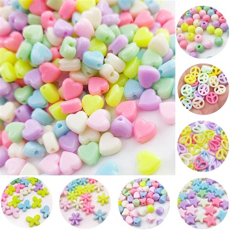 Diy 하트 모양 비즈 마카롱 홀 비즈 아크릴 스페이서 비즈 쥬얼리 제작 목걸이 팔찌 헤드 로프 50 개 100 개