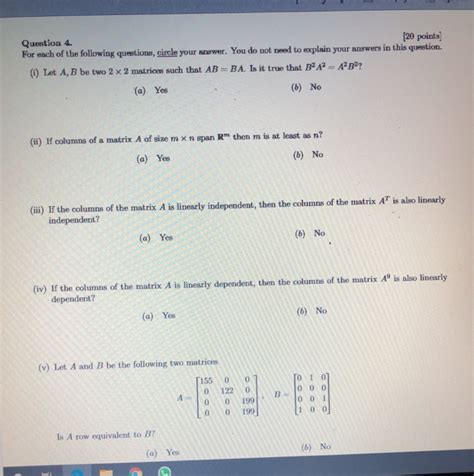 Solved Question 4 20 Points For Each Of The Following
