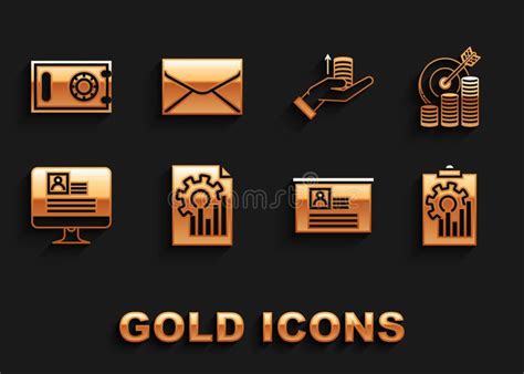 Set Document With Graph Chart Target Coin Symbol Clipboard Board