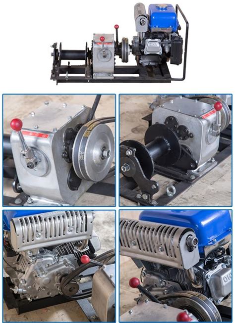 Gas Powered Winch Cable Winch Puller 1 Ton Capacity Portable Type 15m