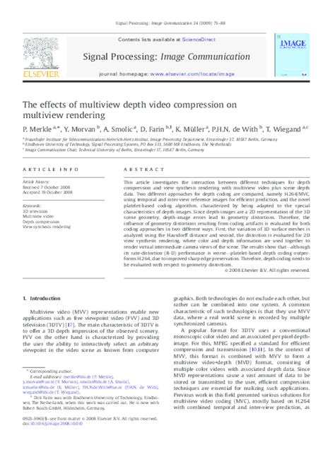 Pdf The Effects Of Multiview Depth Video Compression On Multiview