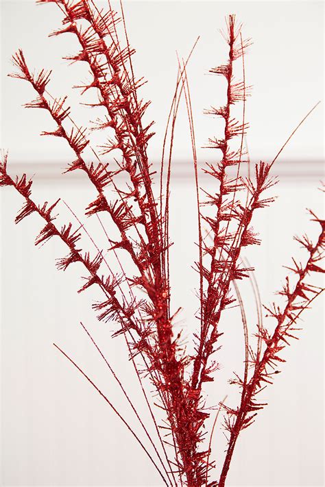 34” Red Glitter Grass Spray Decorators Warehouse