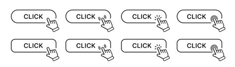 Premium Vector Click Here Web Button With Hand Cursor Action Button